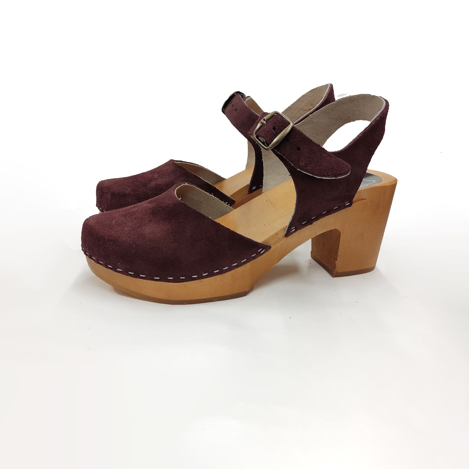 Swedish Clogs - ESTELLE Suede BLUE - Sandals Moccasins Wooden Women ...