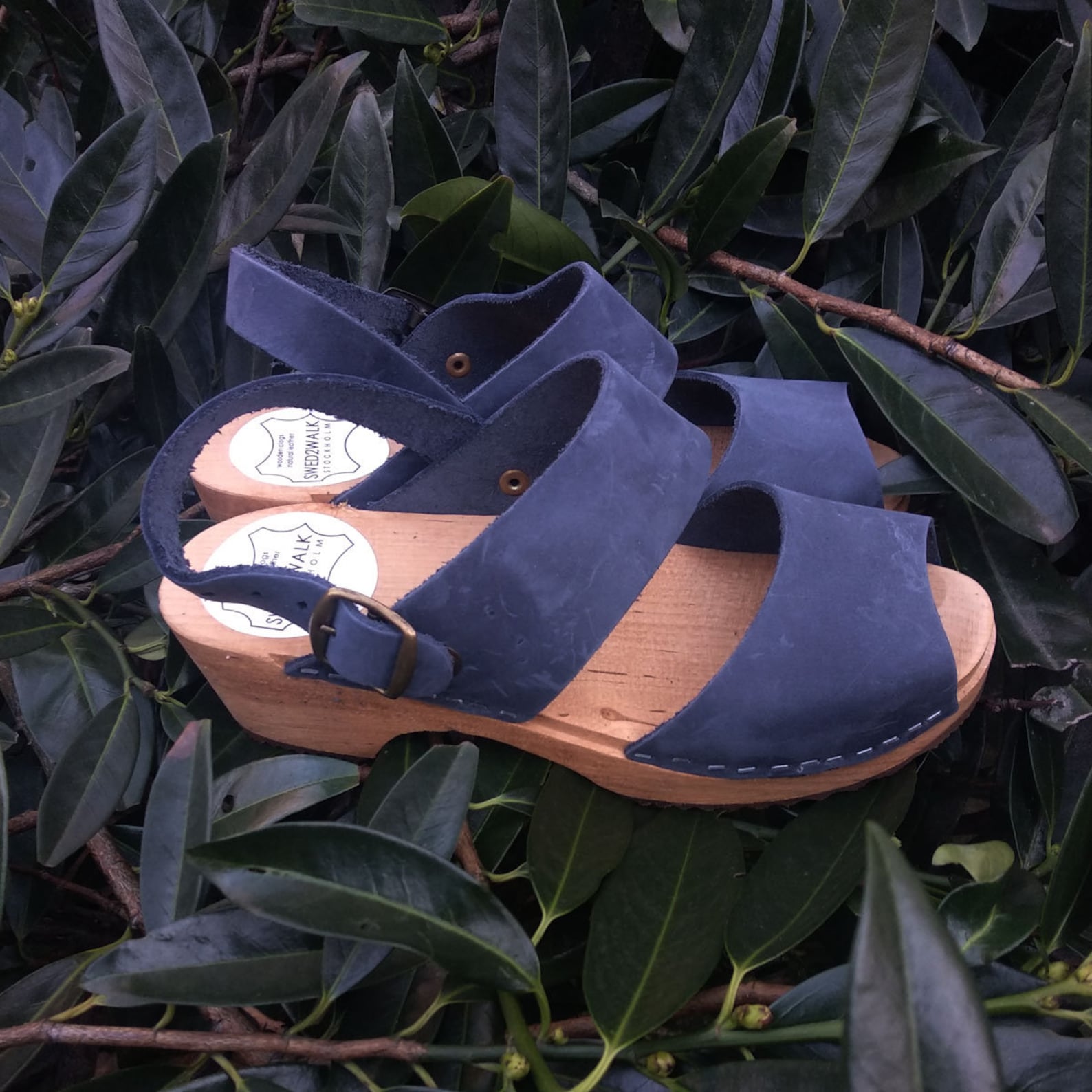 Swedish Clogs - CARINA - Peep Toe - Nubuck Leather Sandals Moccasins ...