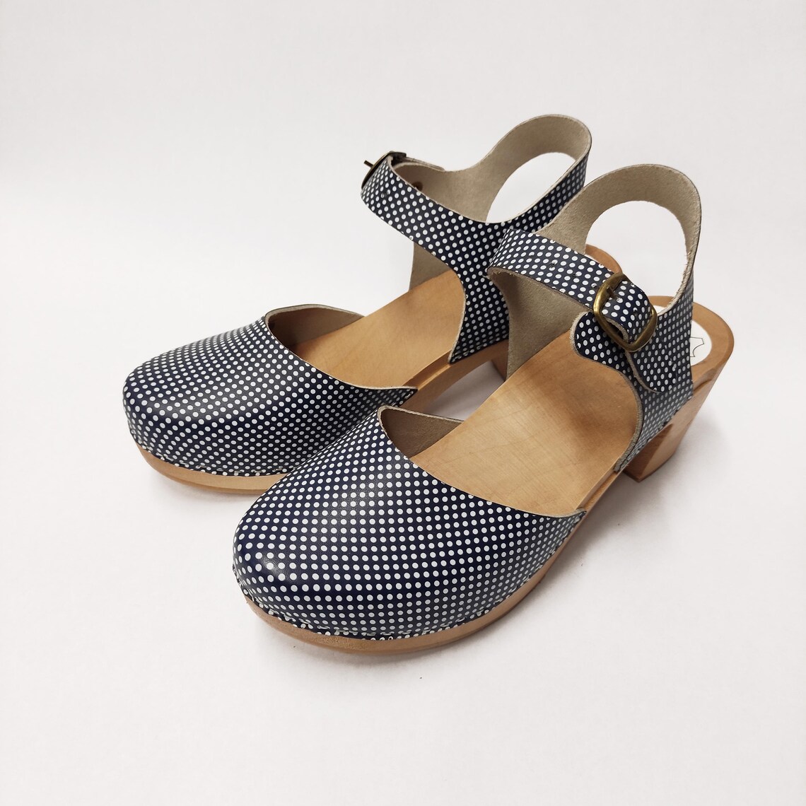 Swedish Clogs - ESTELLE Sandals Moccasins Wooden Women Clogs - Blue ...