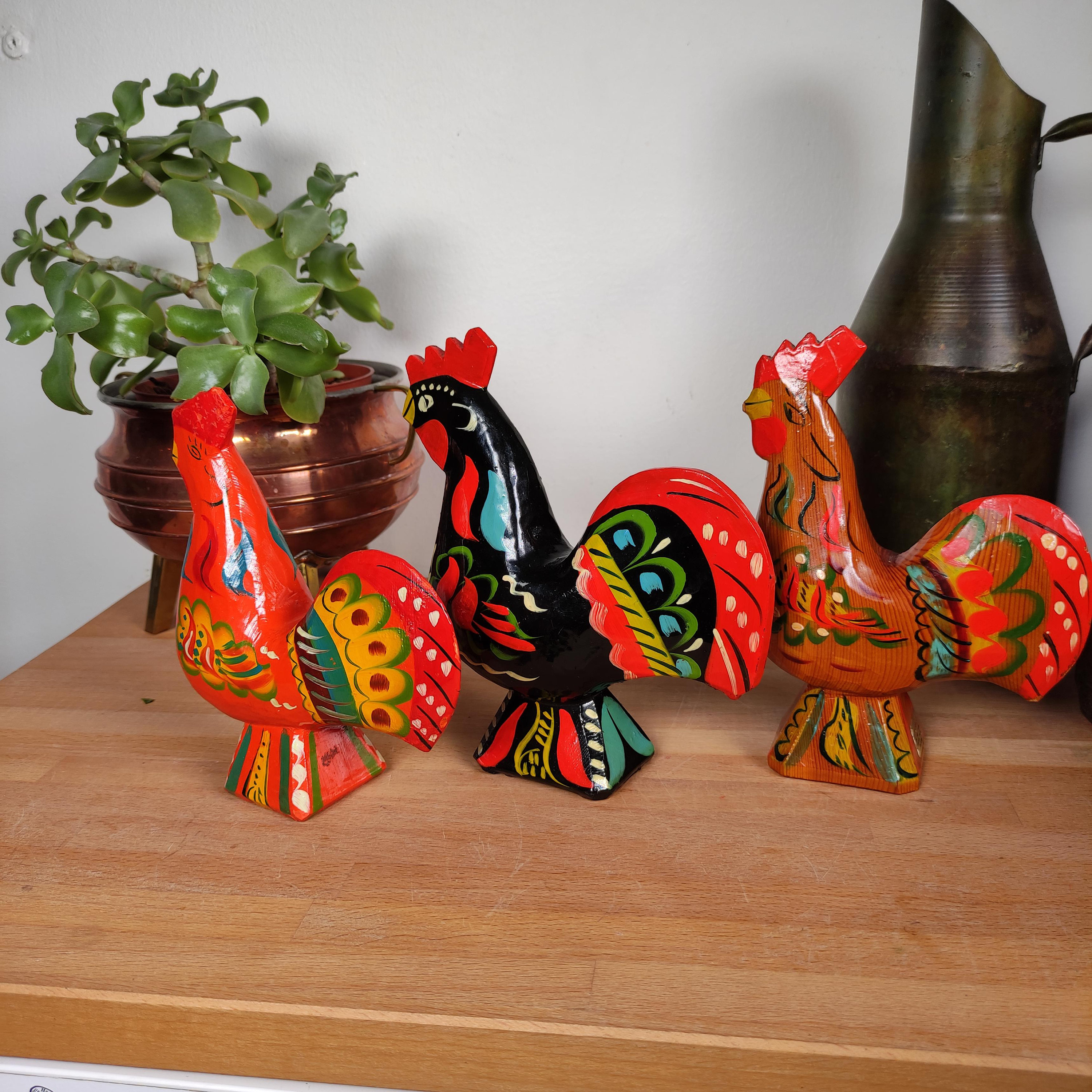 Vintage RARE black Dala ROOSTER Dalarna antique Swedish | Etsy