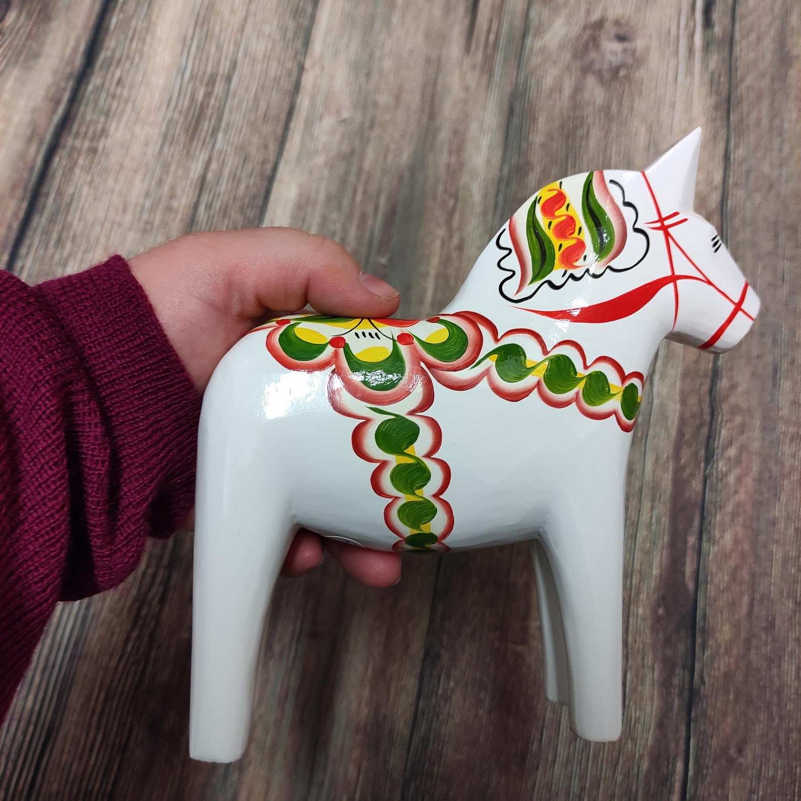 RARE BIG white Dala Horse Dalarna Swedish Design 7.5 | Etsy