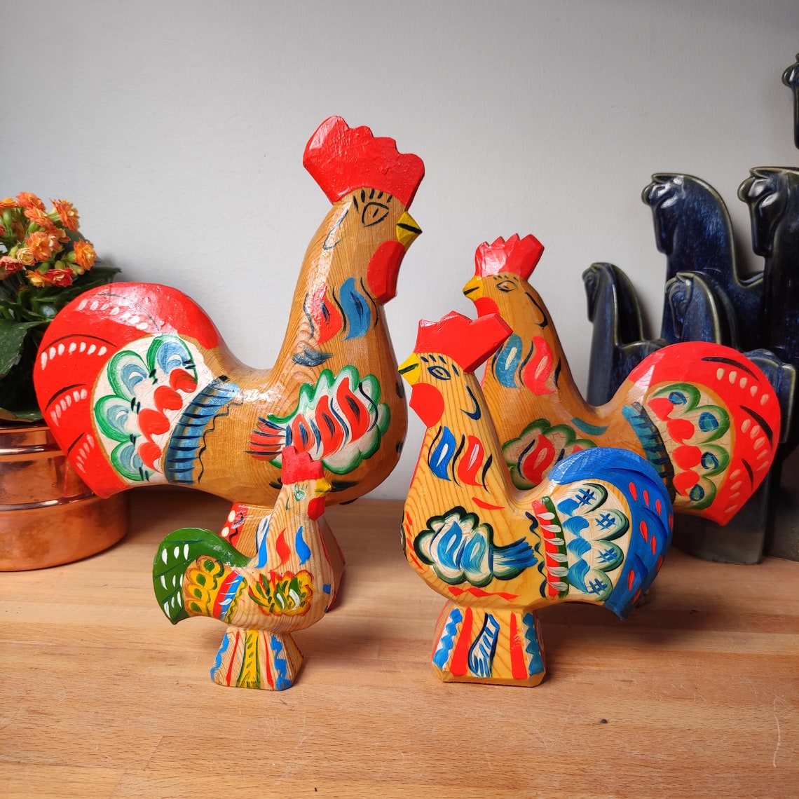 Vintage RARE Dala ROOSTER - Dalarna - Antique Swedish Design - Extra ...