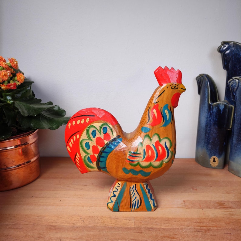 Vintage RARE Dala ROOSTER - Dalarna - Antique Swedish Design - Extra ...
