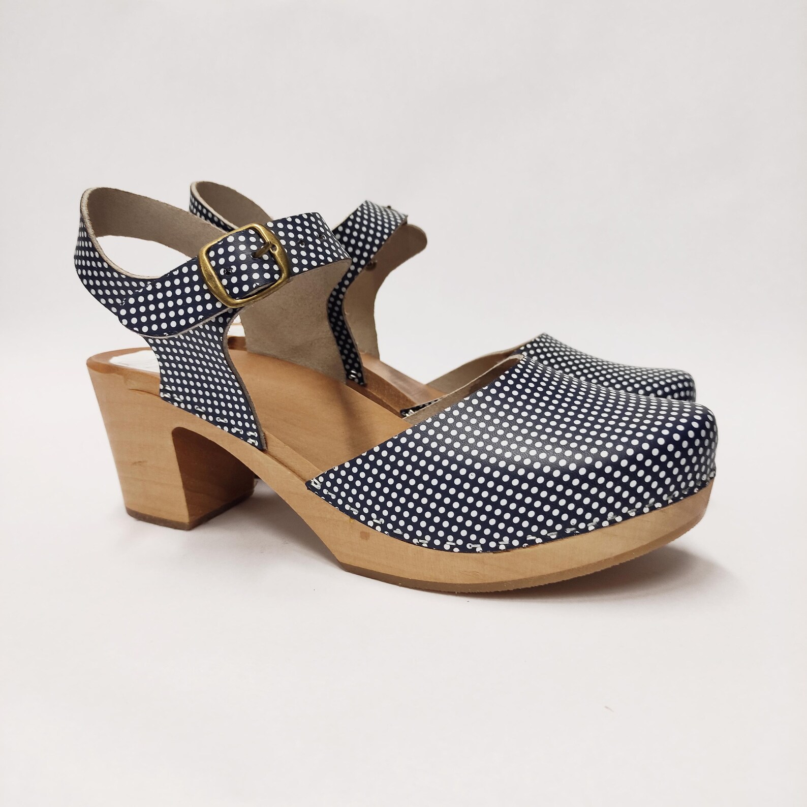 Swedish Clogs - ESTELLE Sandals Moccasins Wooden Women Clogs - Blue ...