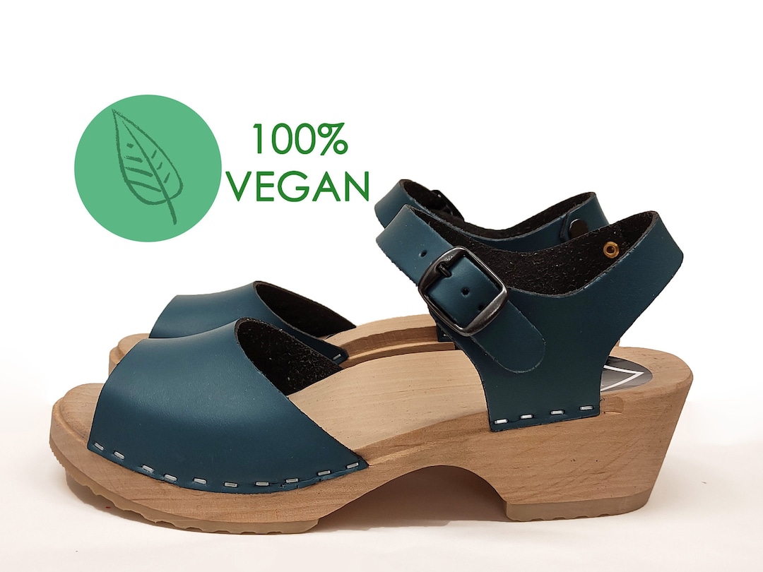 Vegan Swedish Clogs - LUNA - Peep Toe - Handmade Clogs, Vegan Leather ...