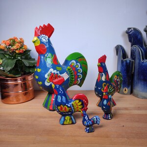 Vintage RARE Blue Dala ROOSTER - Dalarna - Antique Swedish Design ...