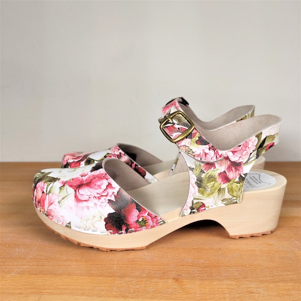 Wood Clogs Floral - Etsy