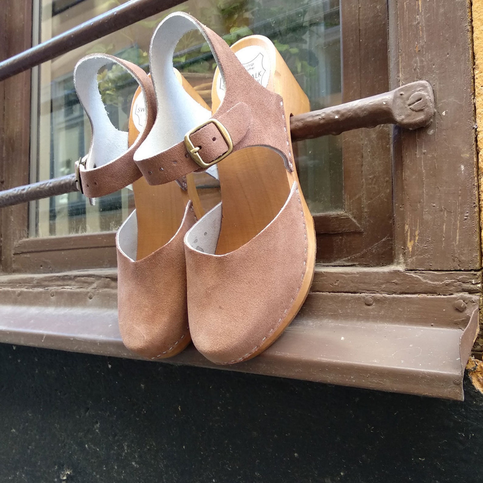 Swedish Clogs - ESTELLE Suede BLUE - Sandals Moccasins Wooden Women ...