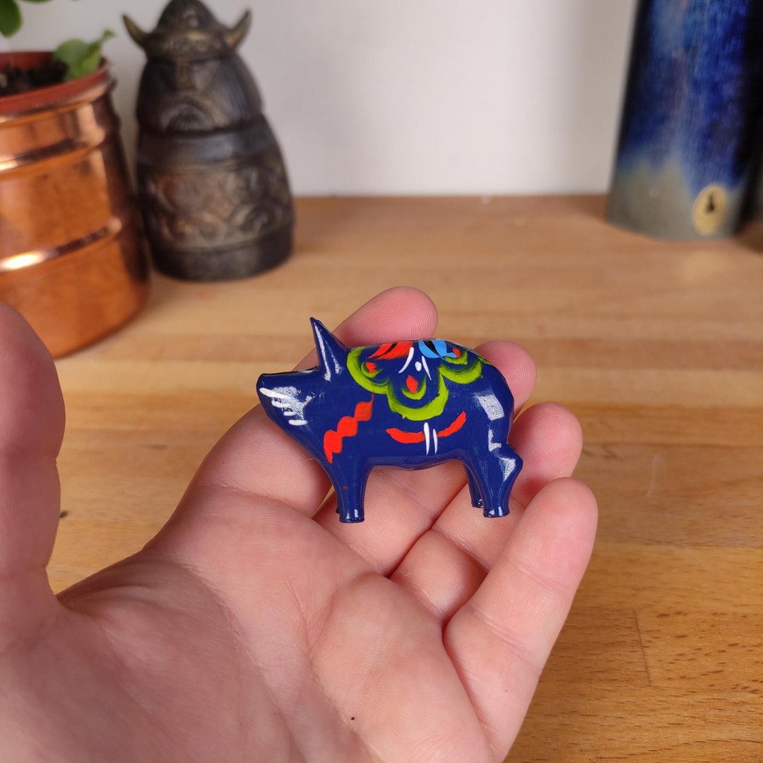 SUPER RARE Vintage Black Dala PIG - Dalarna - Antique Swedish Design ...