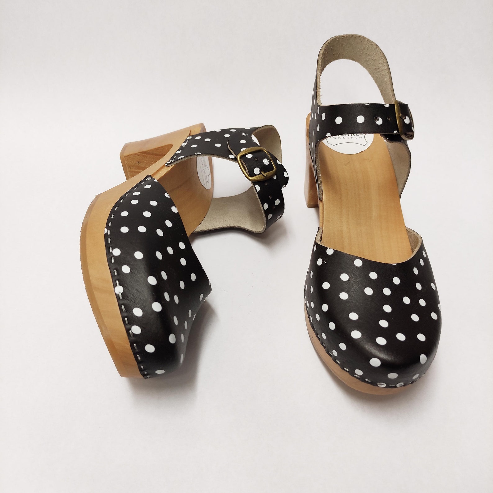 Swedish Clogs Floral ESTELLE Sandals Wooden Women Clogs Genuine Leather ...