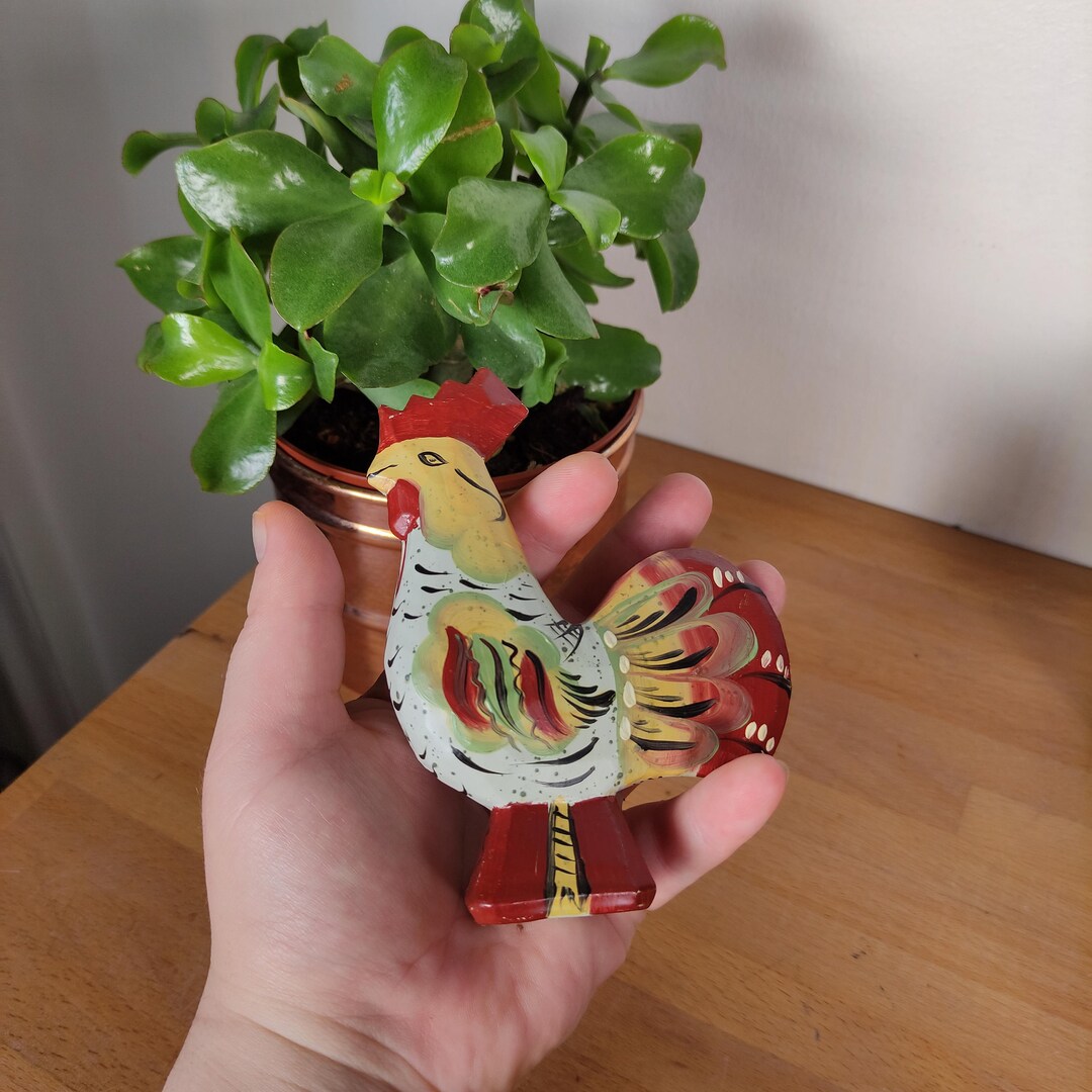 Unique Vintage RARE Black Dala ROOSTER - Dalarna Antique Swedish Design ...