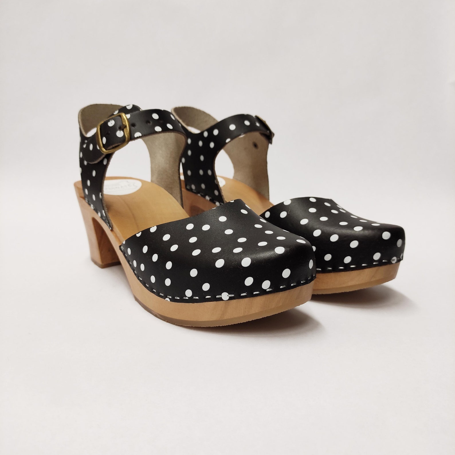 Swedish Clogs Floral ESTELLE Sandals Wooden Women Clogs Genuine Leather ...