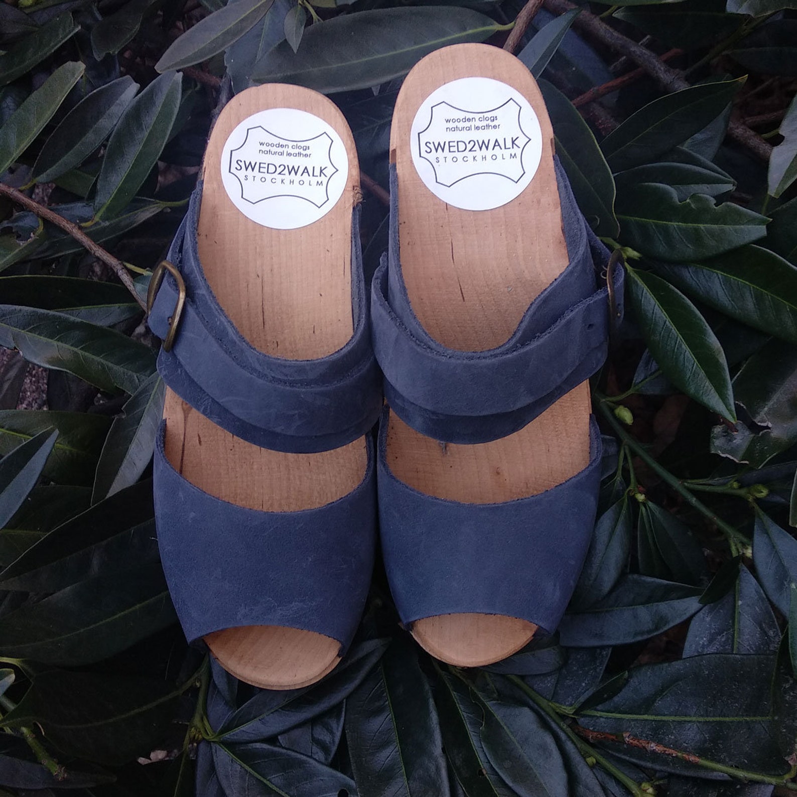 Swedish Clogs - CARINA - Peep Toe - Nubuck Leather Sandals Moccasins ...
