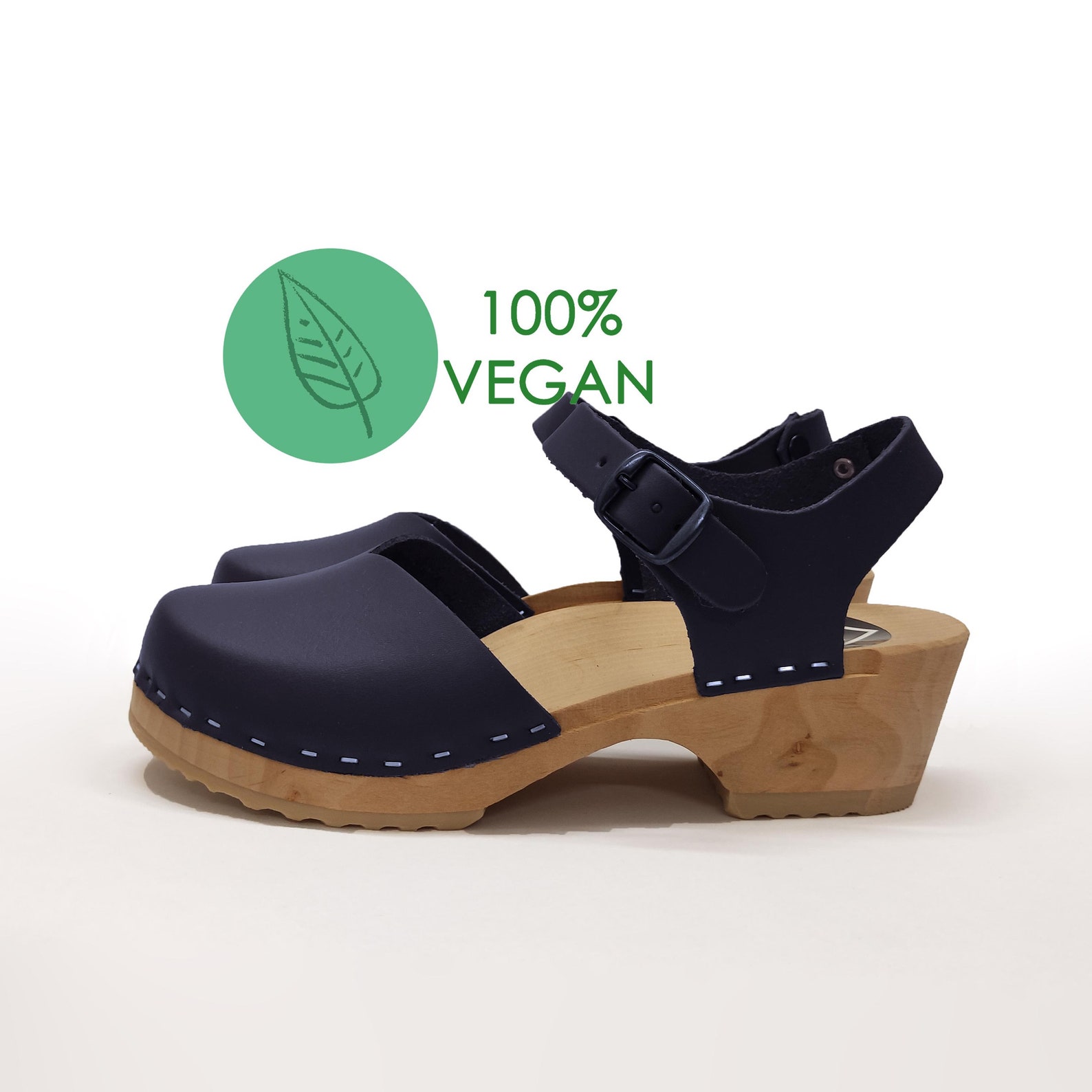 Vegan Swedish Clogs SELMA Handmade Clogs Vegan Leather BLUE | Etsy