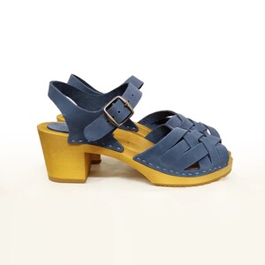 Swedish Clogs - ULLA - Peep Toe Braided Wooden Clogs Sandals - Nubuck ...