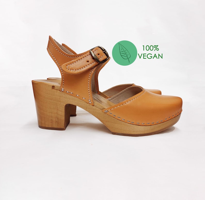 Vegan Swedish Clogs ESTELLE Handmade Clogs, Vegan Leather, Honey Vegan ...