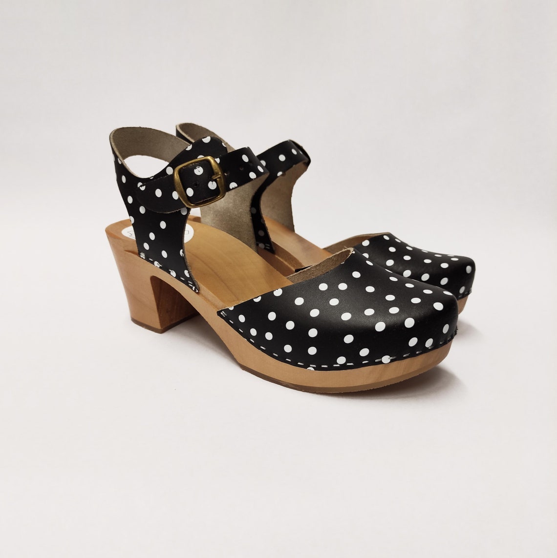 Swedish Clogs Floral ESTELLE Sandals Wooden Women Clogs Genuine Leather ...