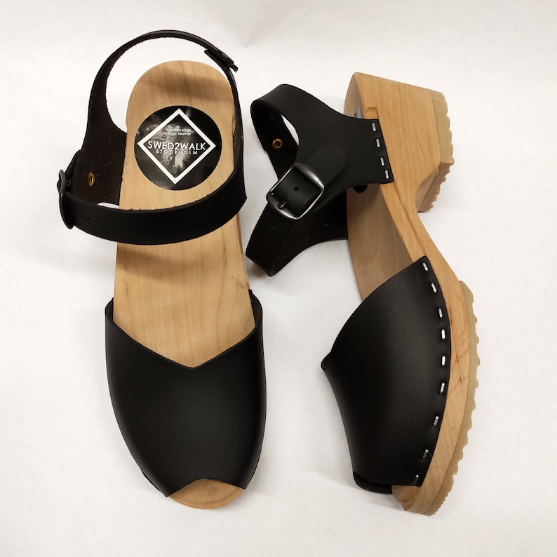 Vegan Swedish Clogs - LUNA - Peep Toe - Handmade Clogs, Vegan Leather ...