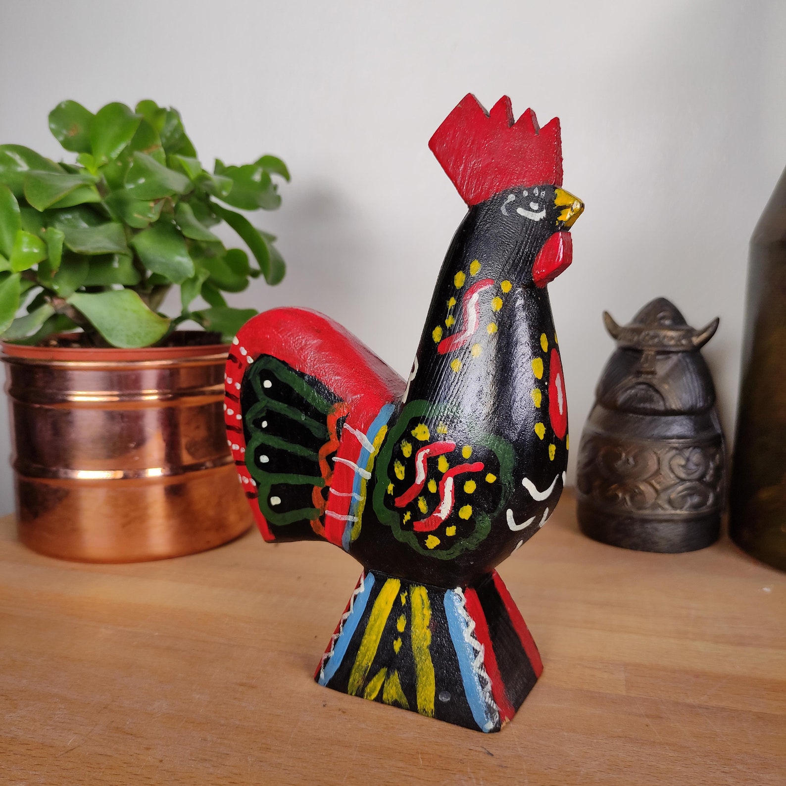 Vintage RARE black Dala ROOSTER Dalarna antique Swedish | Etsy