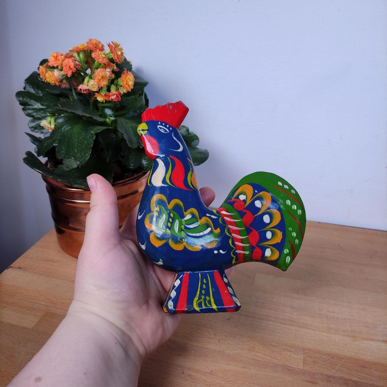 Vintage RARE Blue Dala ROOSTER - Dalarna - Antique Swedish Design ...