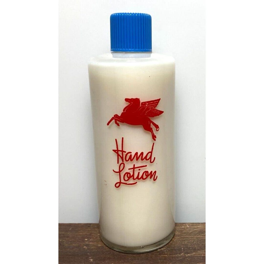 Vintage Mobil Oil Pegasus Gas Station Hand Lotion Glass Bottle Standard ...