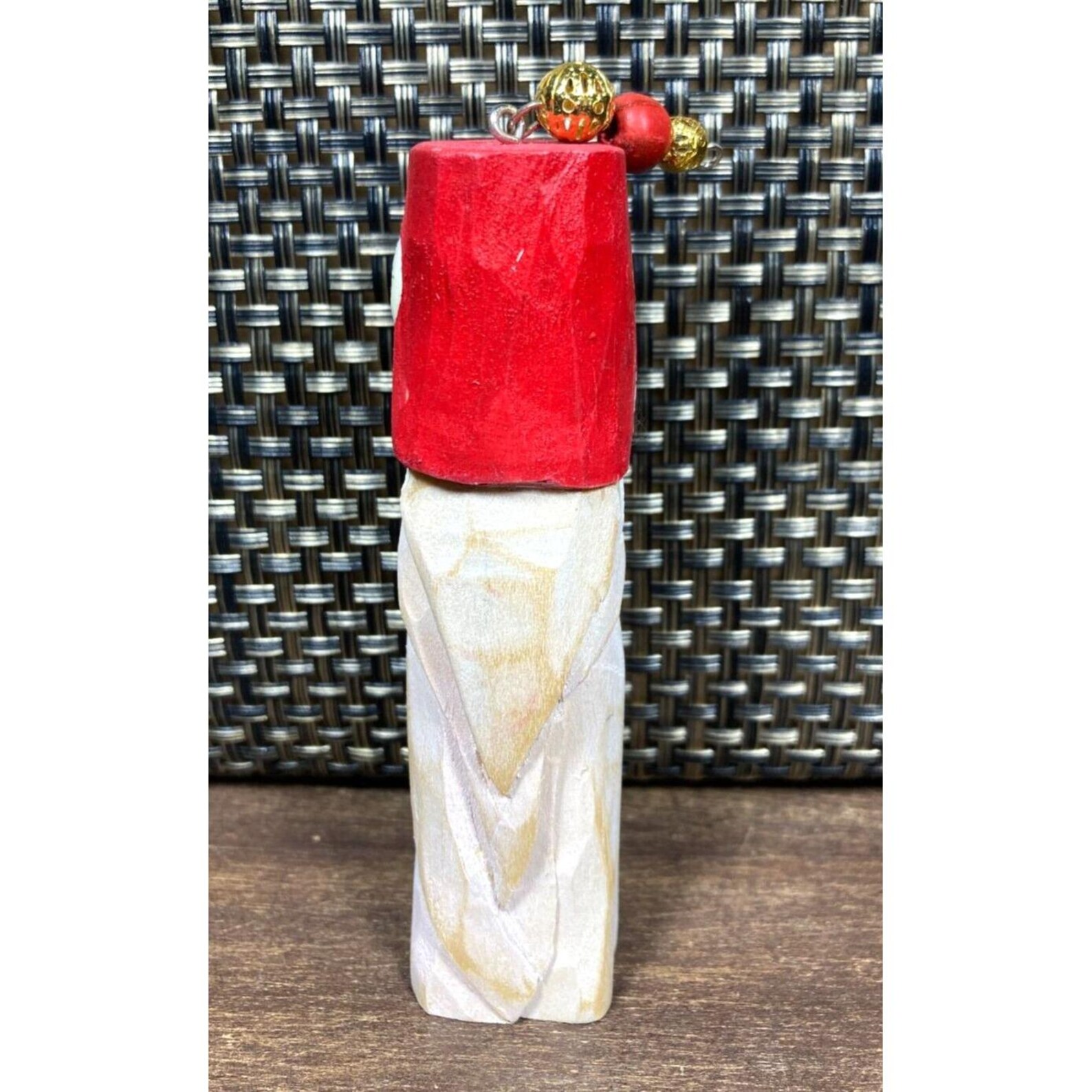 Hand Carved Santa Claus Whittled Wood Christmas Ornament OOAK Folk Art ...