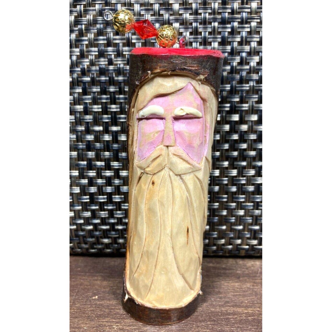 Hand Carved Santa Claus Whittled Wood Christmas Ornament OOAK Folk Art ...