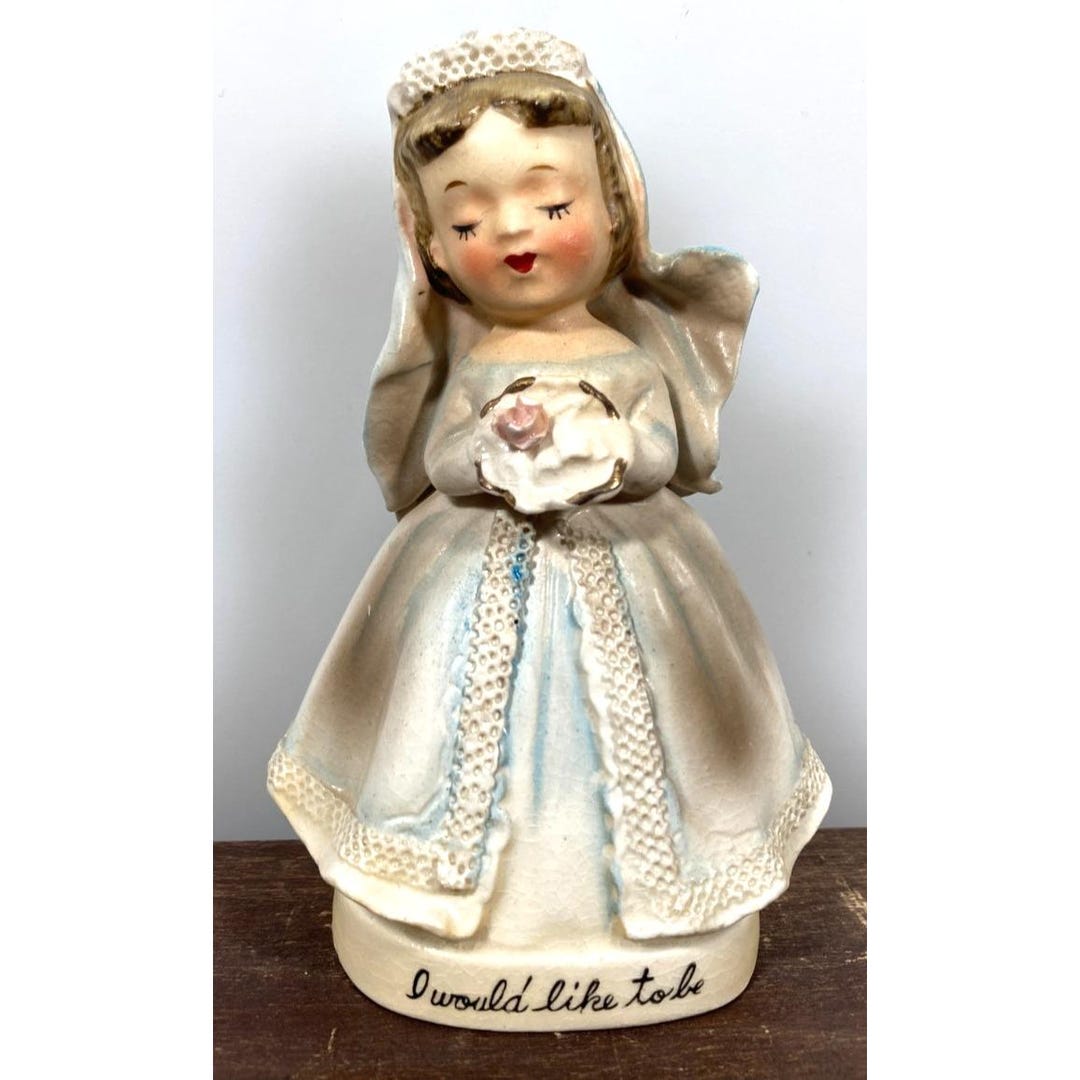 Vintage Lefton Wedding Bride Flower Girl Figurine 1957 Made in Japan ...