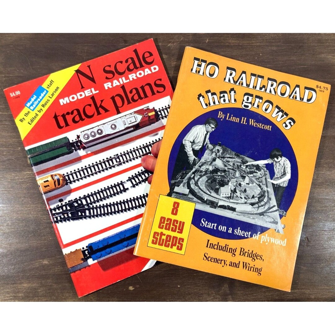 Vintage Model Train HO & N Scale RAILROAD Track Building Book Lot 2 ...