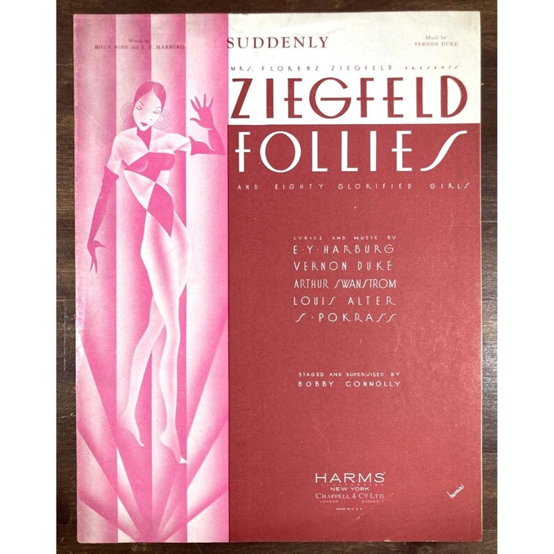 ZIEGFELD FOLLIES Vintage 1933 Sheet Music SUDDENLY Art Deco Cover ...