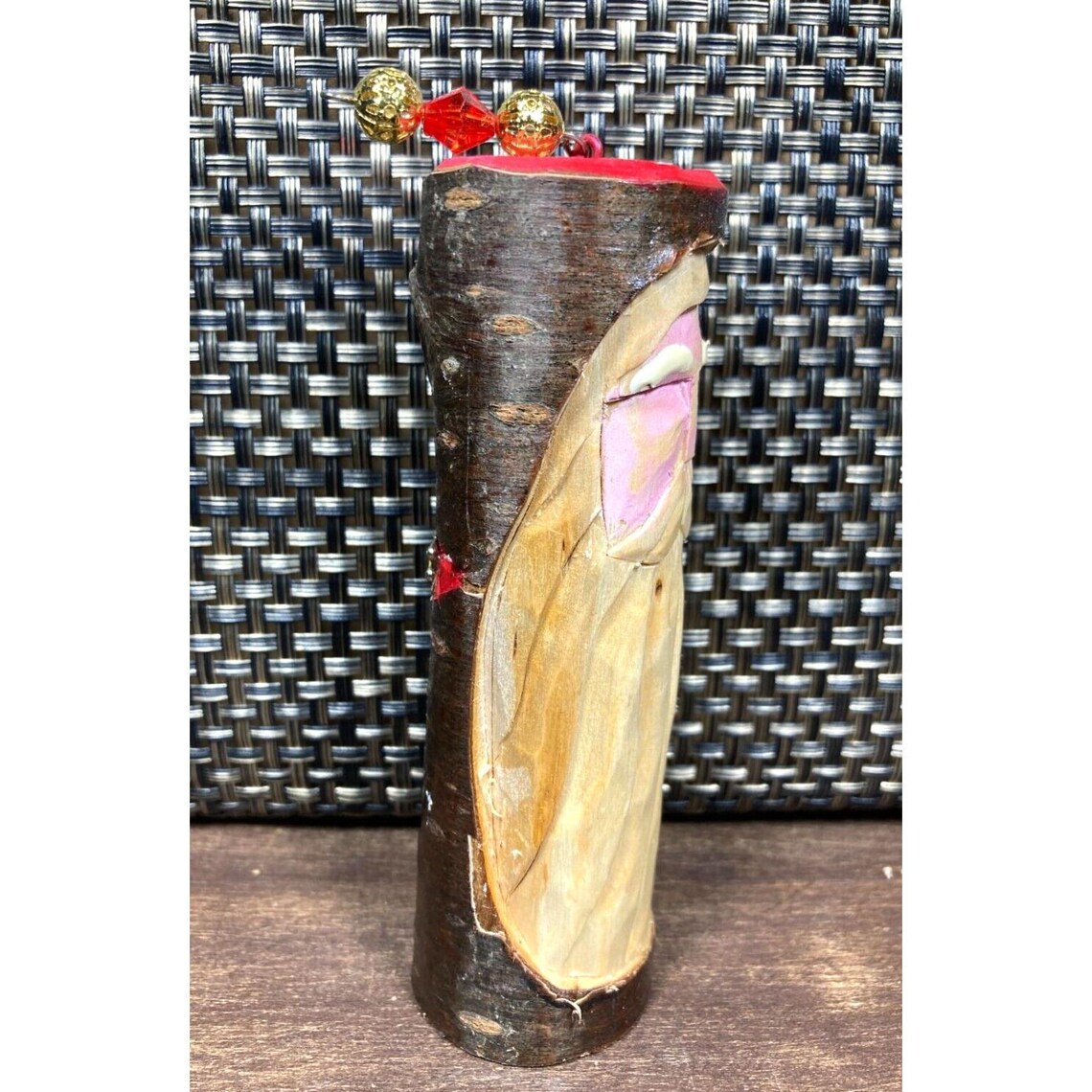 Hand Carved Santa Claus Whittled Wood Christmas Ornament OOAK Folk Art ...