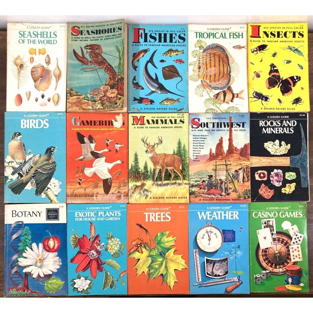 Lot of 15 Golden Field Guide Books Vintage Nature Birds Trees Fish ...