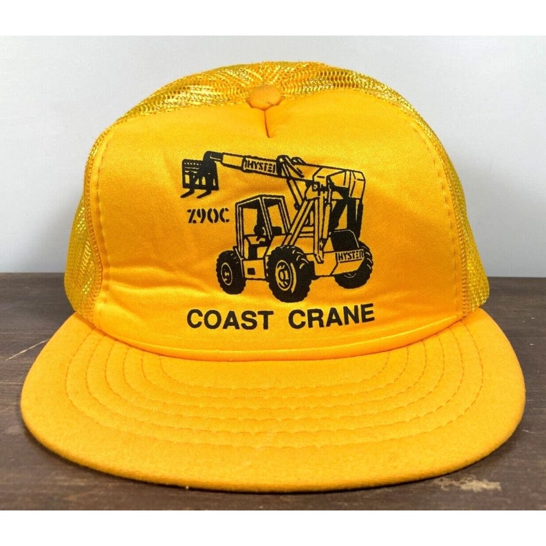 Vintage 80s HYSTER Crane Forklift Lift Snapback Trucker HAT Mesh Z90C ...