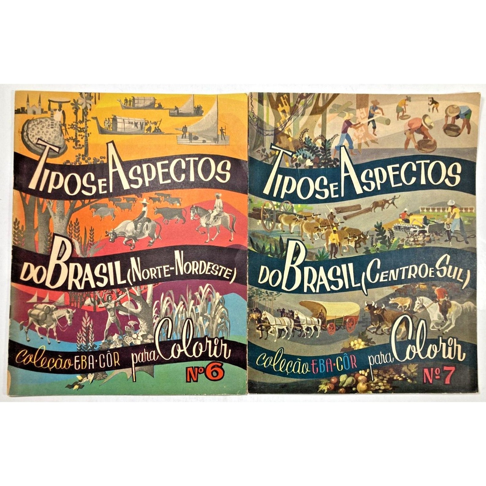 Lot of 2 Vintage EBAL BRAZIL Brazilian History Coloring Books 1965 ...