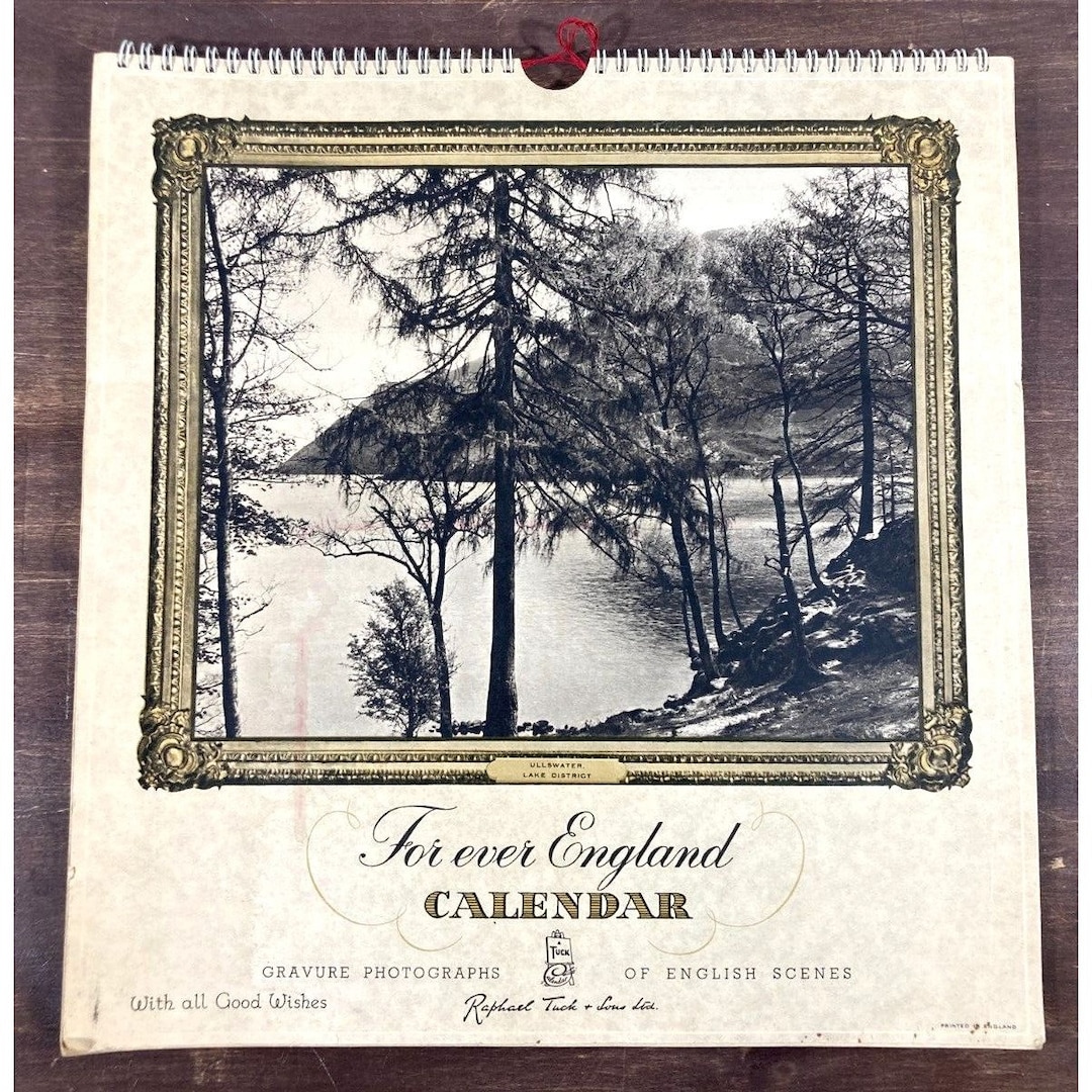 Vintage 1952 Forever ENGLAND CALENDAR Raphael Tuck & Sons GRAVURE ...