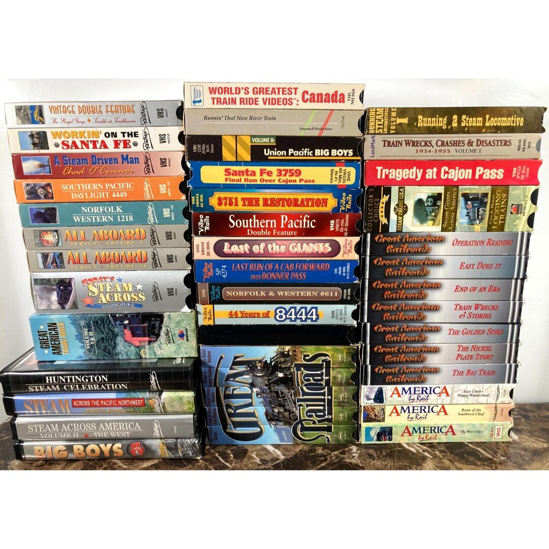 Train Railroad VHS Lot of 46 Pentrex Video Rails Steam Locomotive Union ...