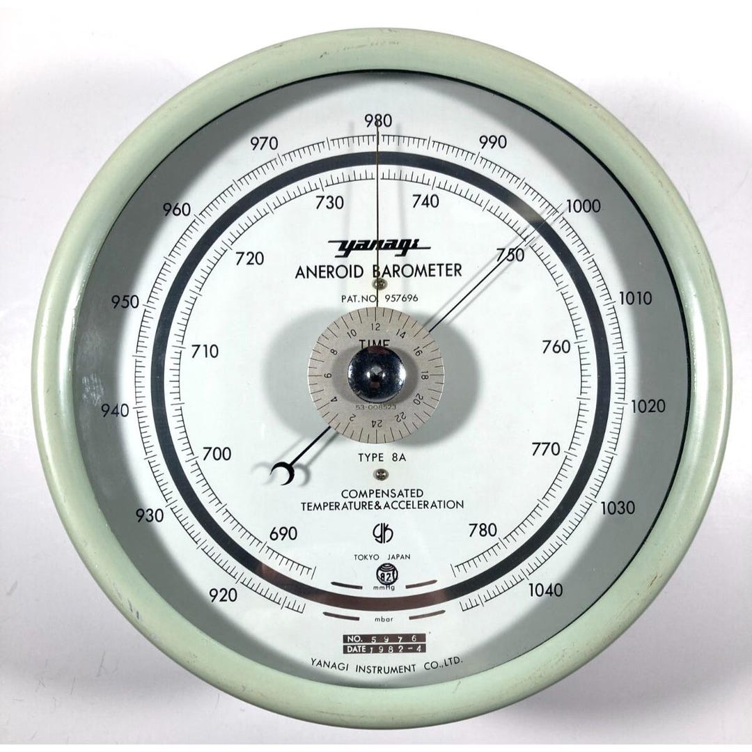 Vintage 1982 Yanagi Aneroid Barometer Type 8A Pat 957696 No 5976 Tokyo ...