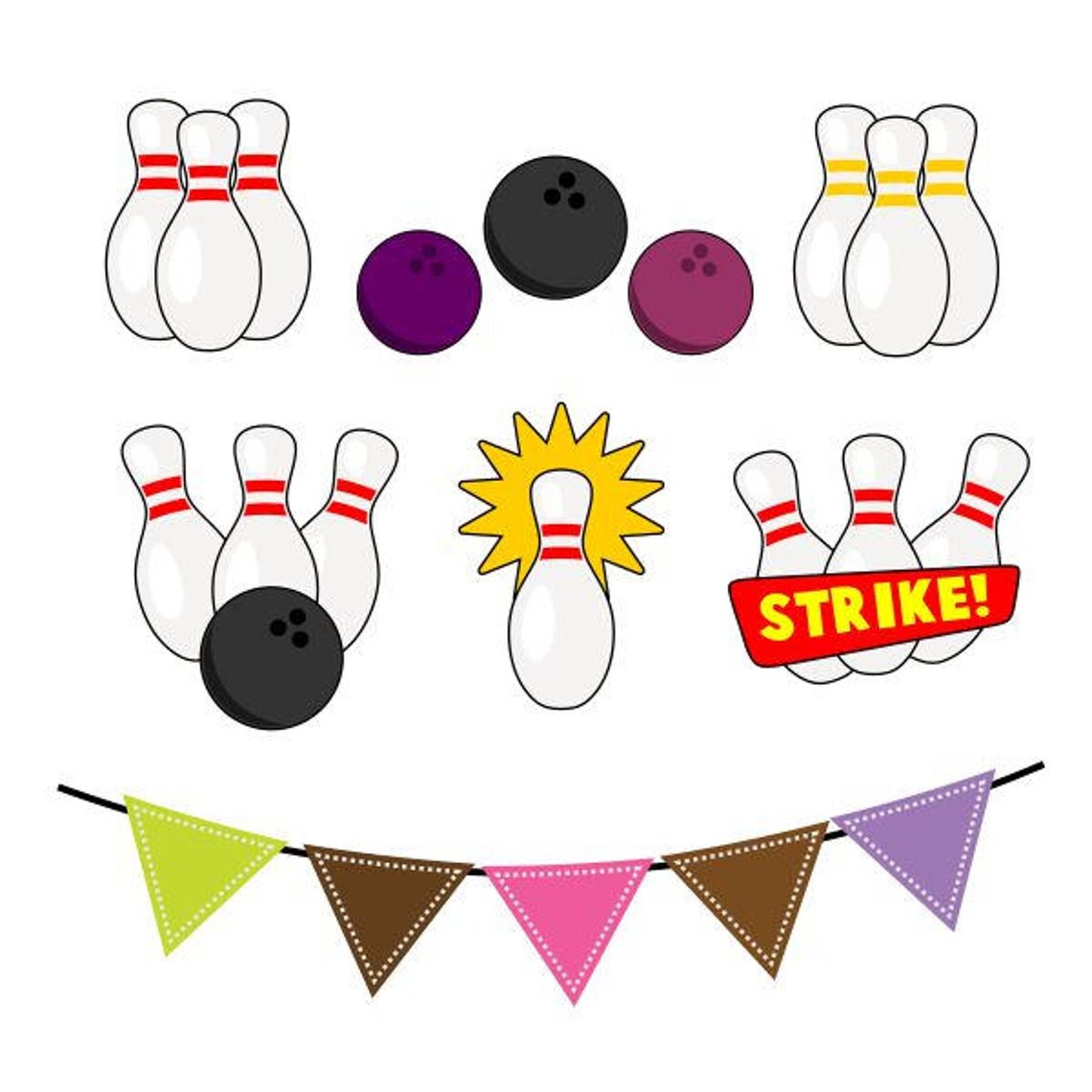 Bowling Pins Clipart Cuttable Design PNG DXF SVG & Eps File - Etsy