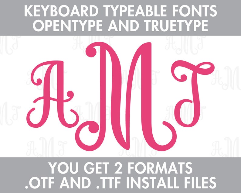 Charles Script Monogram Truetype Font Keyboard Typeable OTF | Etsy