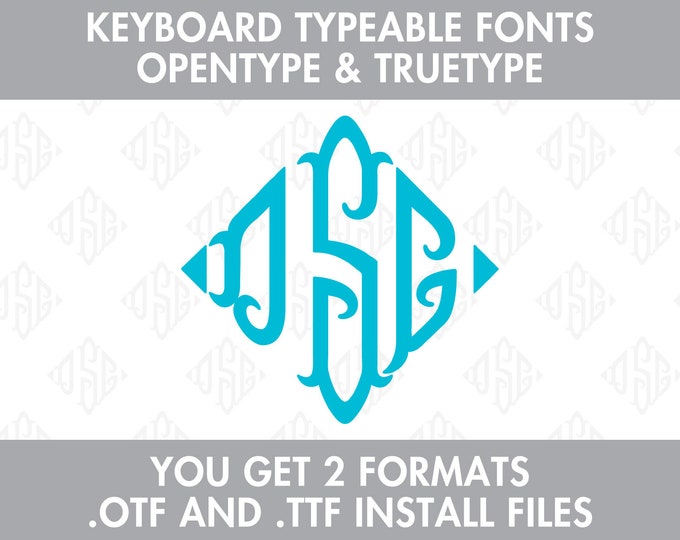 Diamond Fish Tail Monogram Truetype Font Keyboard Typeable OTF TTF ...