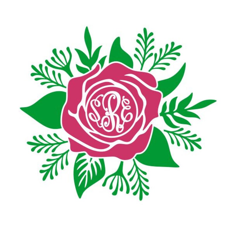 Rose Monogram Cuttable Frame PNG DXF SVG & Eps File for - Etsy