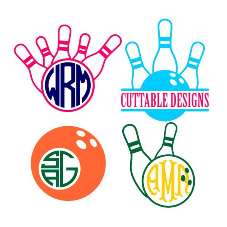 Bowling Monogram Frame Cuttable Design PNG DXF SVG & Eps File | Etsy