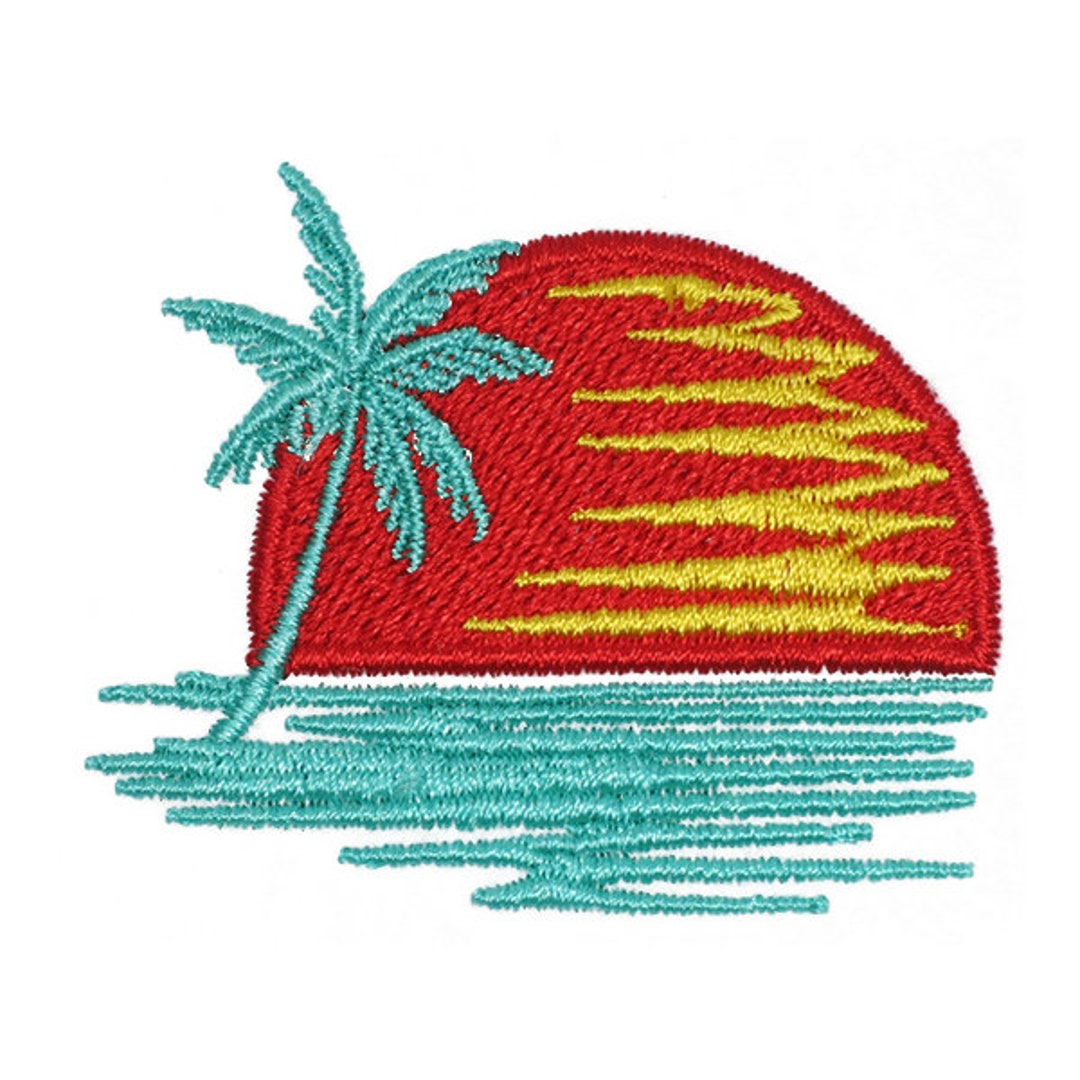 Sunset With Palm Tree Embroidery Design Instant Download - Etsy