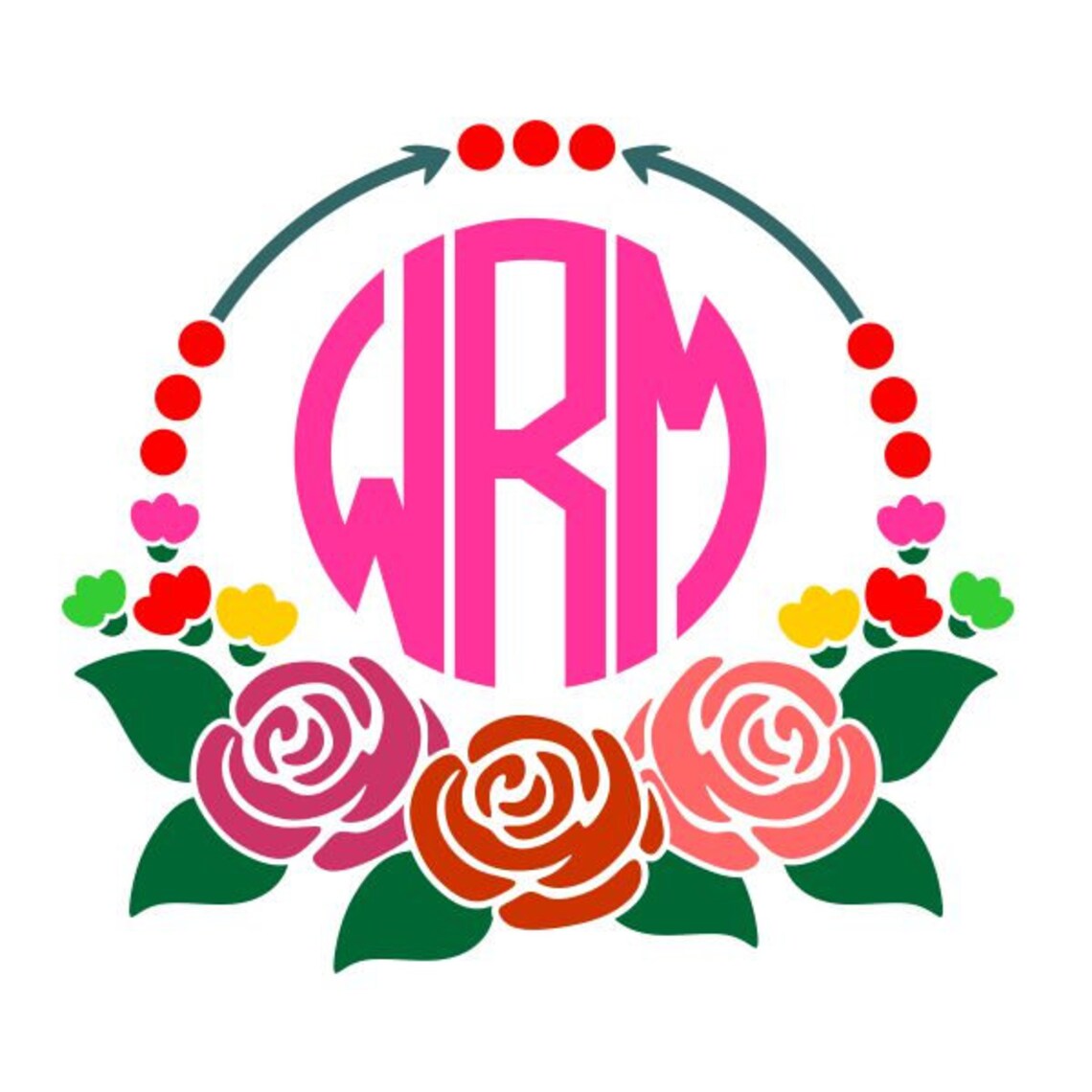 Rose Arrow Monogram Frame Cuttable Design PNG DXF SVG & Eps | Etsy