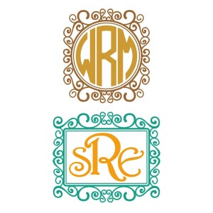 Curly Monogram Frame Cuttable Design PNG DXF SVG & Eps File for ...