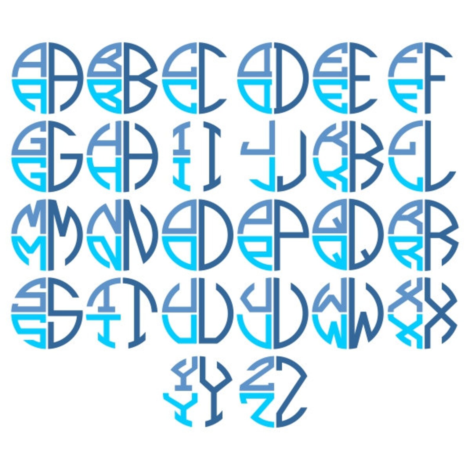 Round Monogram Truetype Font Keyboard Typeable OTF TTF Install - Etsy