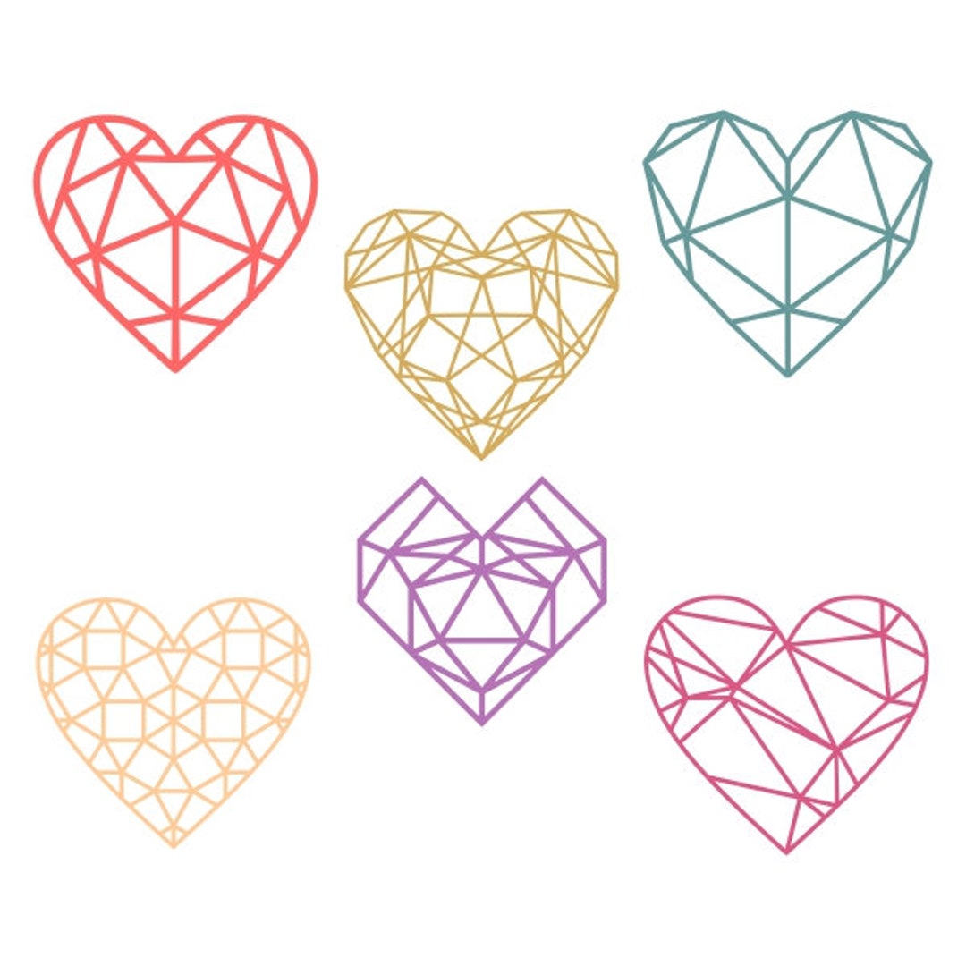 Geometric Heart Cuttable Design PNG DXF SVG & Eps File for Silhouette ...