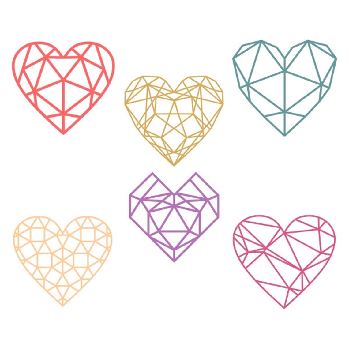 Geometric Heart Cuttable Design PNG DXF SVG & Eps File for - Etsy