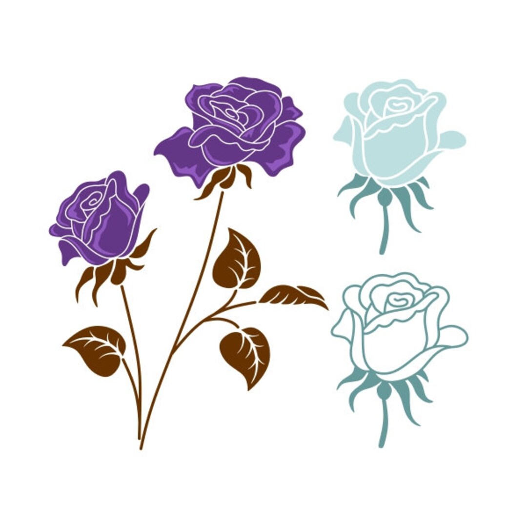 Rose Flower Cuttable Design PNG DXF SVG & Eps File for Silhouette Cameo ...
