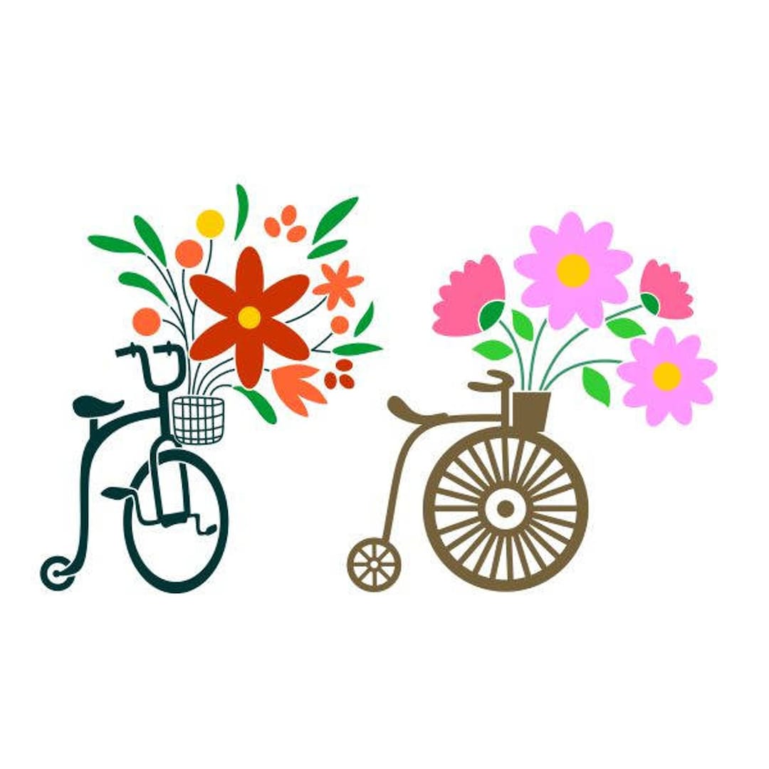 Bike Flowers Bicycle Cuttable Design PNG DXF SVG & Eps File for ...